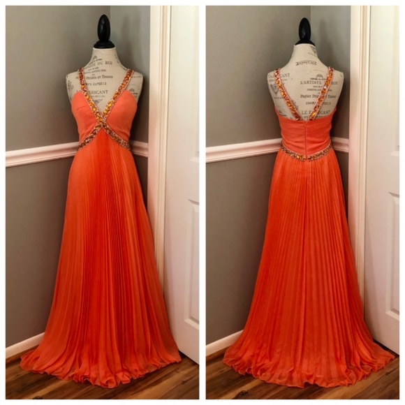 Alyce Paris | Dresses | New Alyce Designs Sz 4 Tangerine Jeweled ...